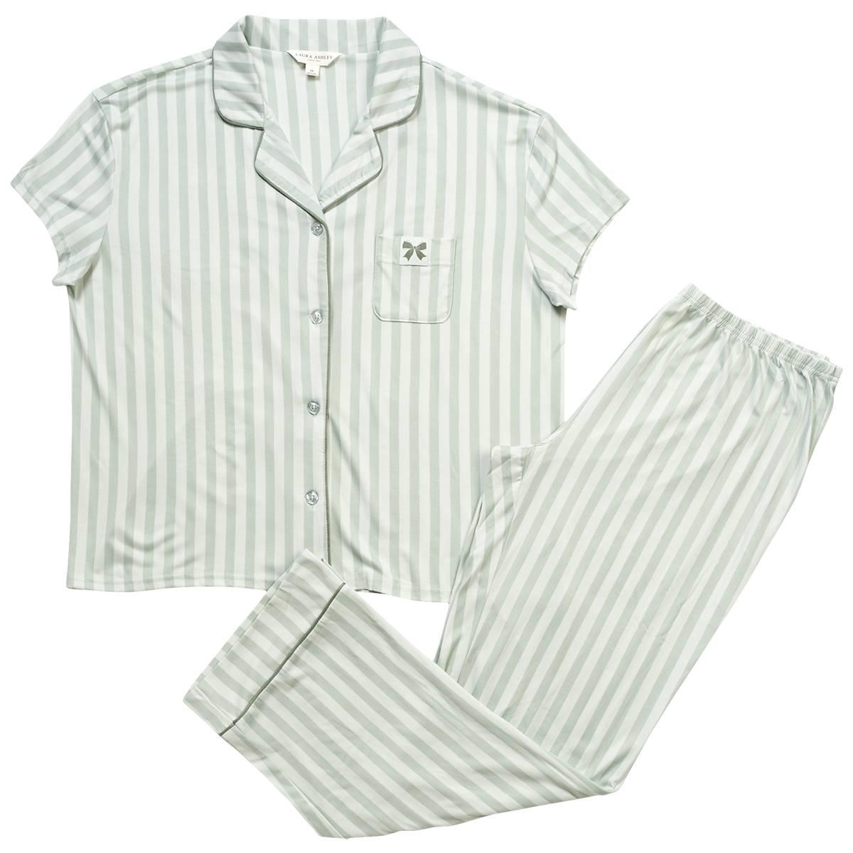 Click here for Womens Laura Ashley(R) Shadow Stripe Pajama Set w/... prices