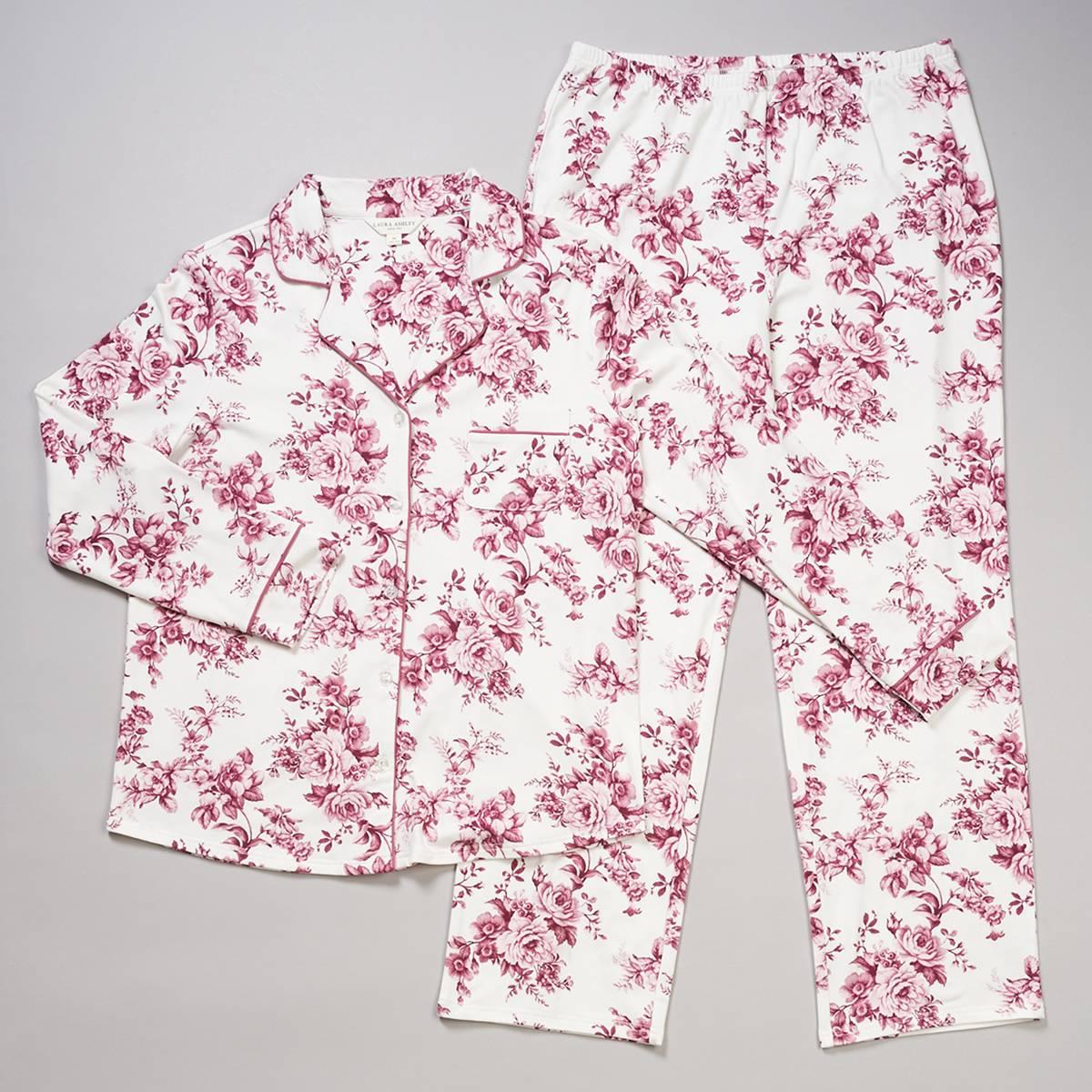 Click here for Womens Laura Ashley(R) Rose Notch Collar Top Pajam... prices