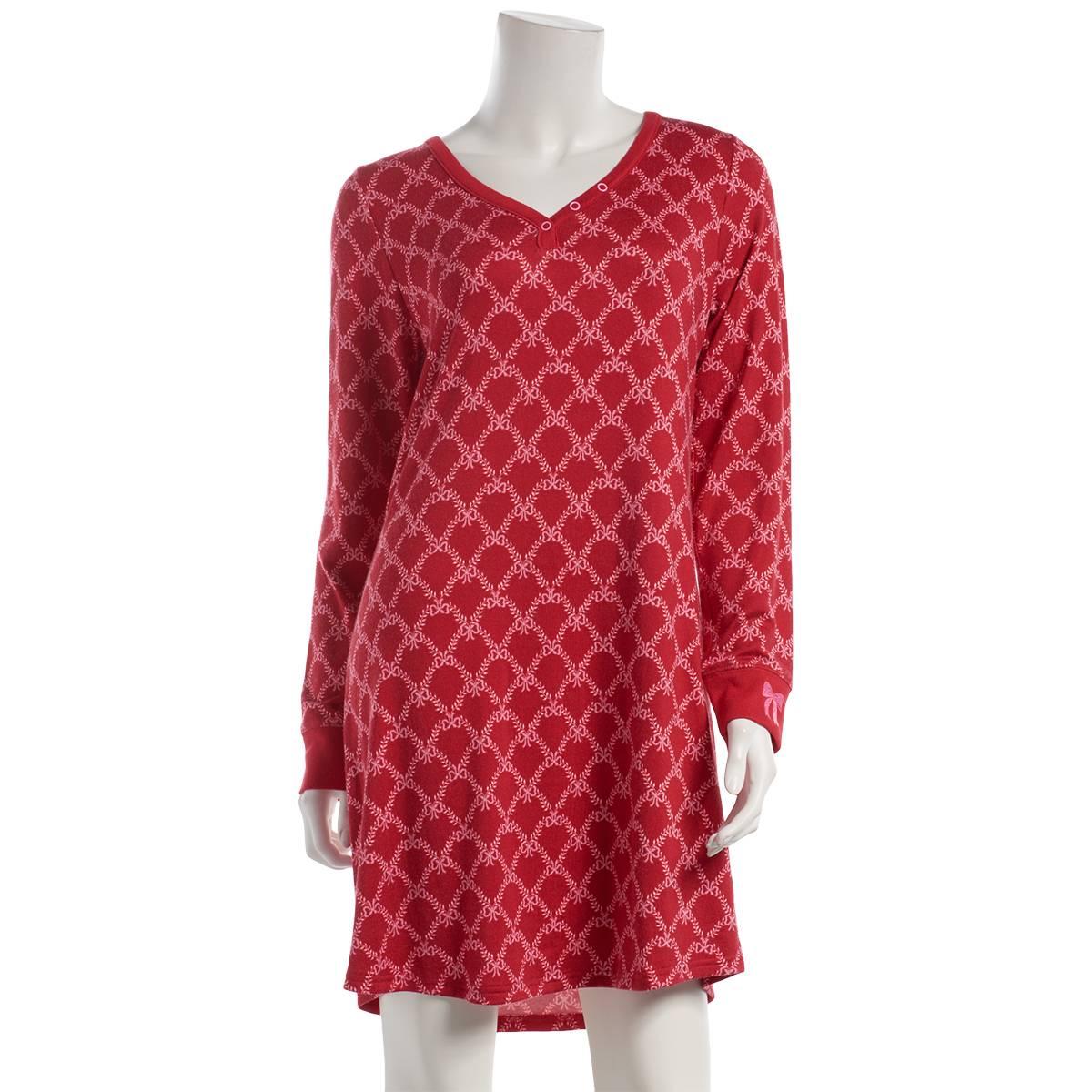 Click here for Womens Laura Ashley(R) Dream Knit Red Trellis Henl... prices