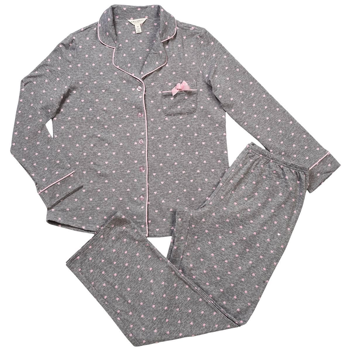 Click here for Womens Laura Ashley(R) Pink and Gray Heart Pajama... prices