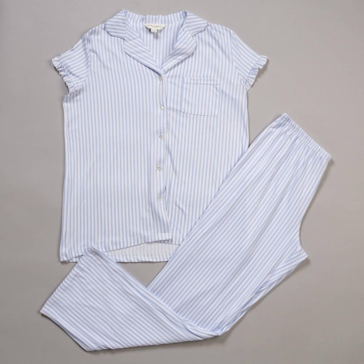 Click here for Womens Laura Ashley Ruffle Sleeve Stripe Boxy Long... prices