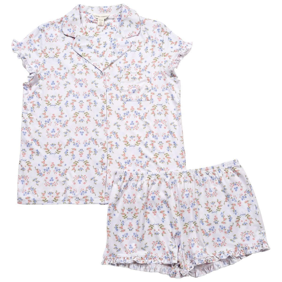 Click here for Womens Laura Ashley(R) Floral Damask Ruffle Trim P... prices