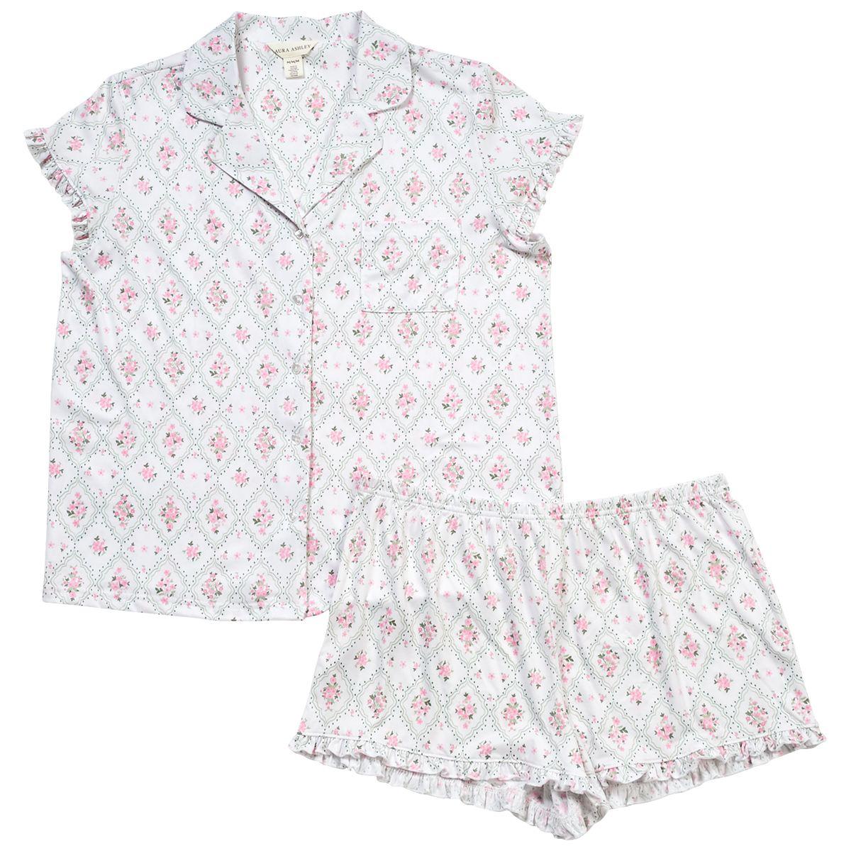 Click here for Womens Laura Ashley(R) Short Sleeve Notch Collar P... prices