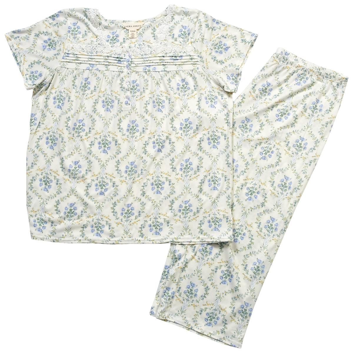 Click here for Womens Laura Ashley(R) Floral Lace Trim Henley Cap... prices