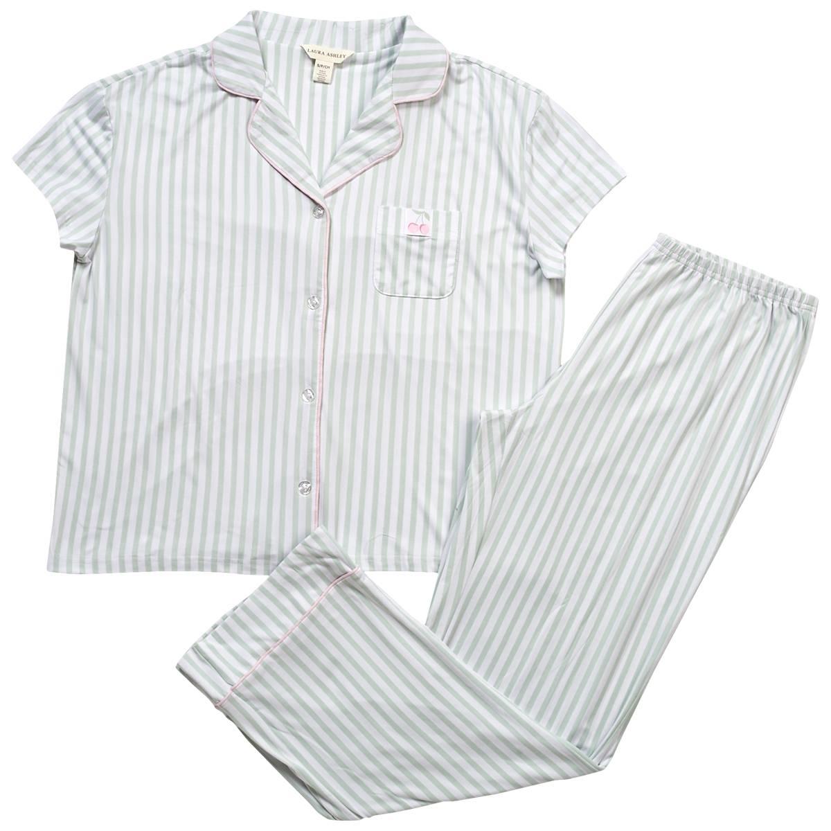 Click here for Womens Laura Ashley(R) Peached Striped Boxy Pajama... prices