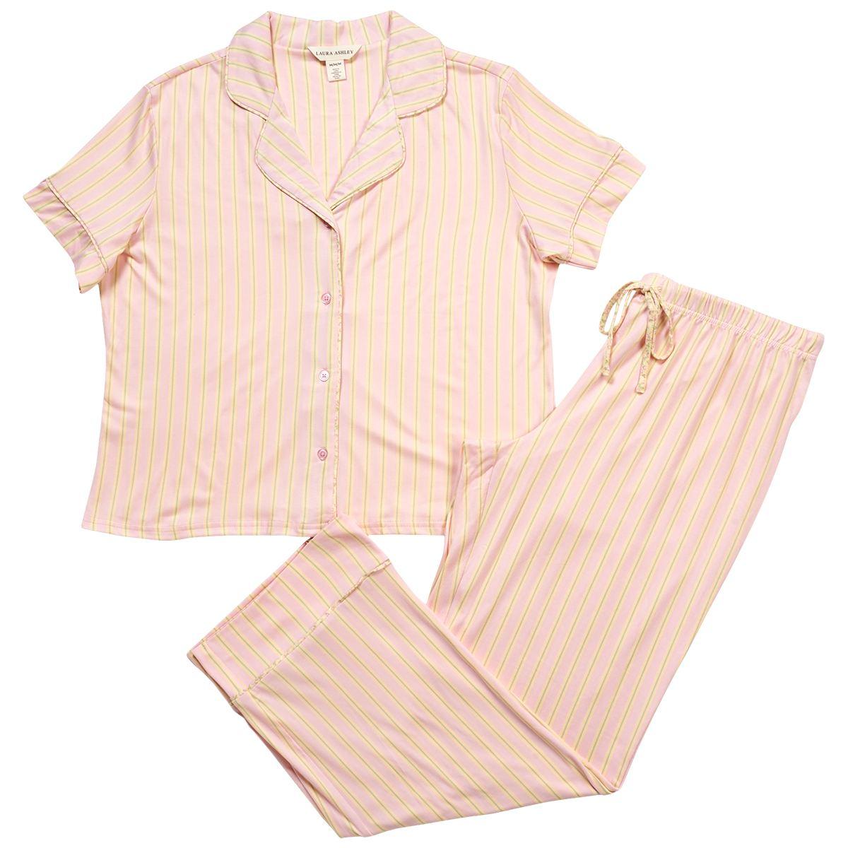 Click here for Womens Laura Ashley(R) Stripe Mini Pajamas Set prices