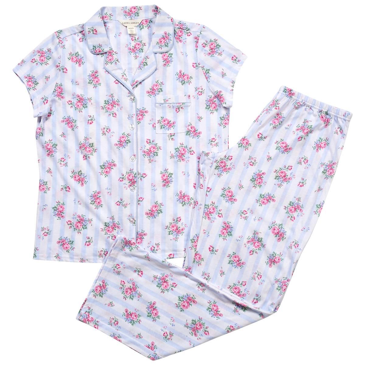 Click here for Womens Laura Ashley(R) Floral Bouquet Striped Long... prices