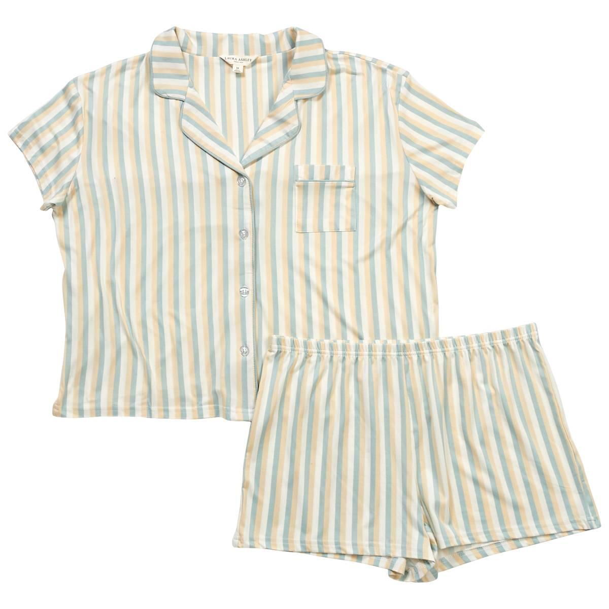Click here for Womens Laura Ashley(R) Double Awning Stripe Pajama... prices
