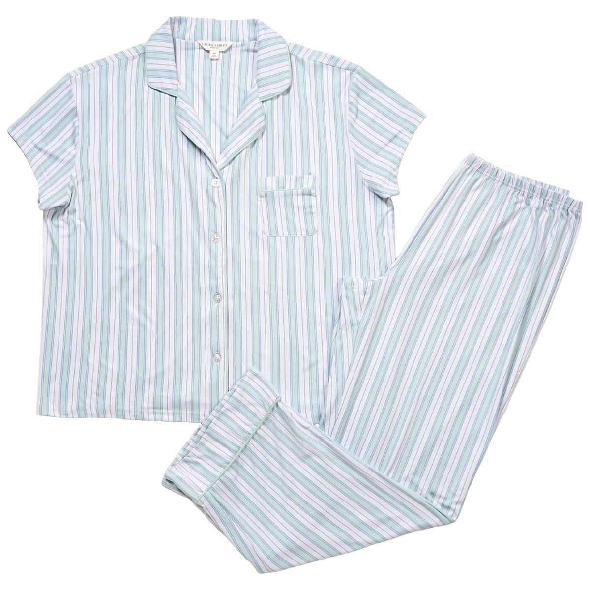 Click here for Womens Laura Ashley(R) Wide Stripe Boxy Pajama Set prices