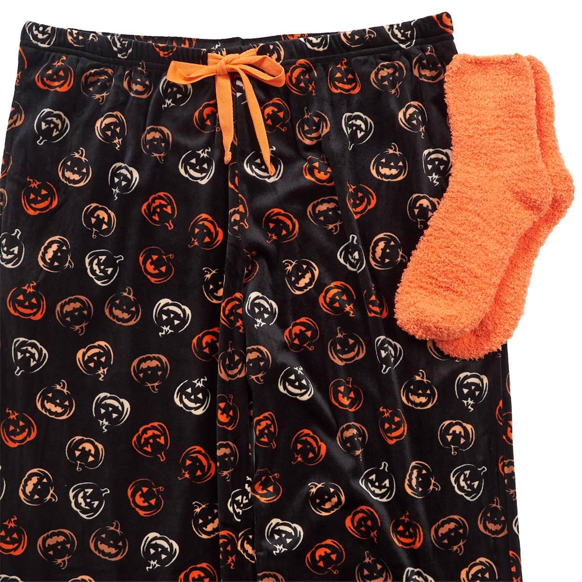 Click here for Womens Jack O Lantern Toss Velvet Fleece Pajama Pa... prices