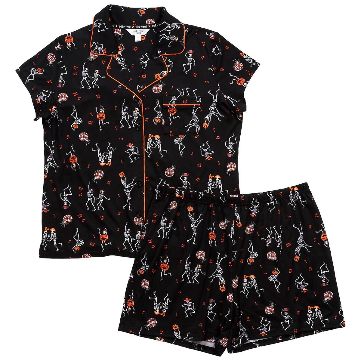 Click here for Womens Trick or Treat Short Sleeve Dancing Skeleto... prices