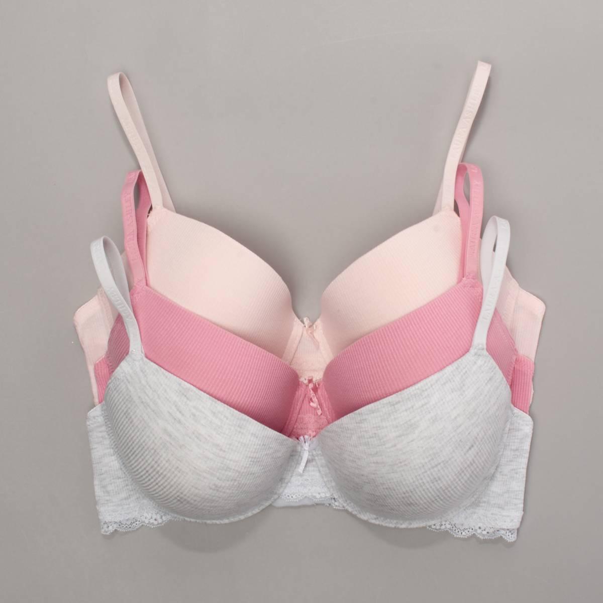 Click here for Womens Laura Ashley 3pk. Lace Trim Molded Bras - L... prices