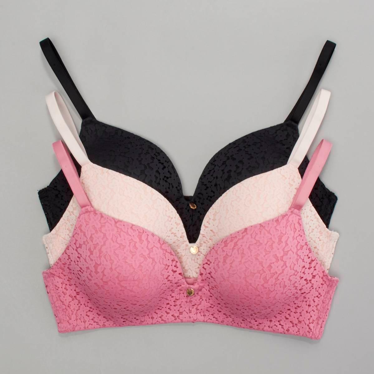 Click here for Womens Laura Ashley 3pk Floral Lace Wire Free Bra prices