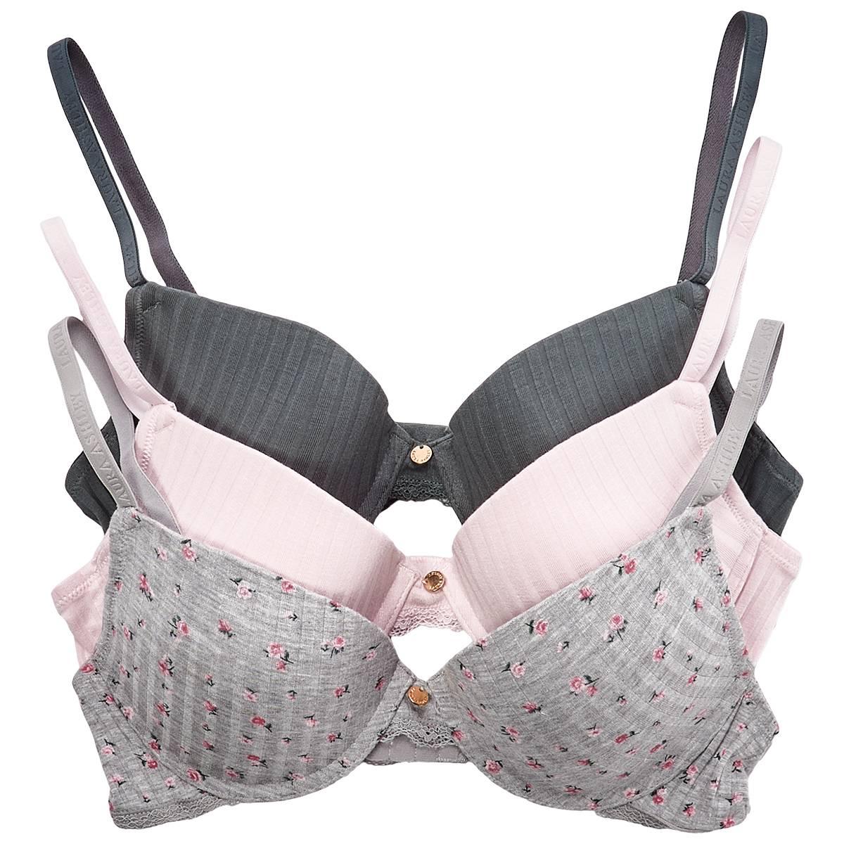 Click here for Womens Laura Ashley(R) 3pk. Lace Trim Push Up Bras... prices