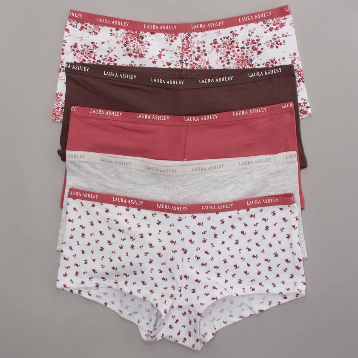 Click here for Womens Laura Ashley(R) 5pk. Logo Waistband Boyshor... prices