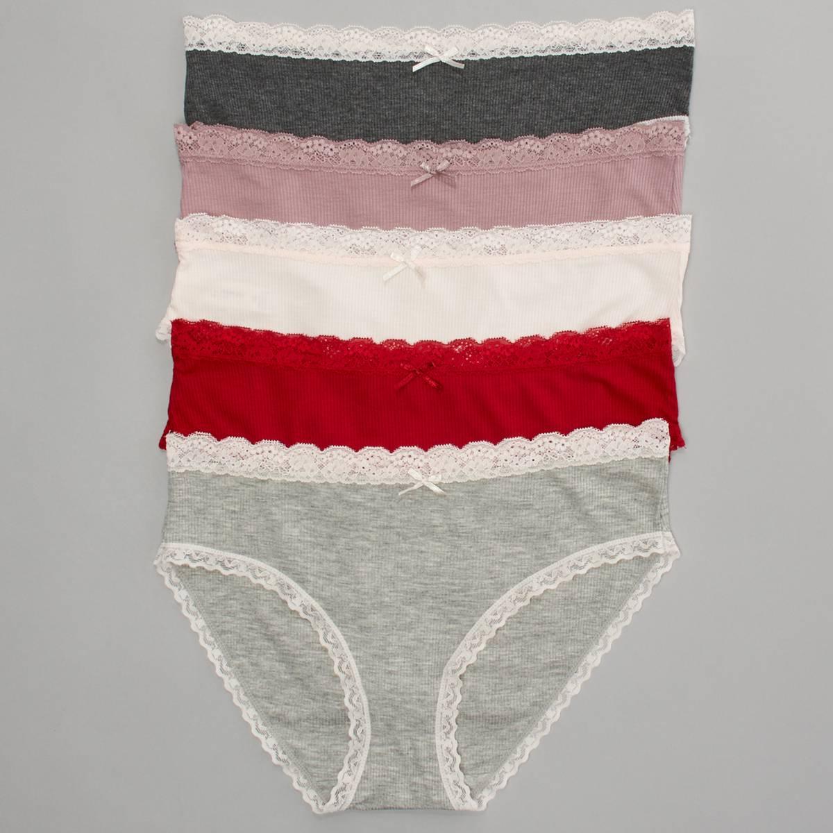 Click here for Womens Laura Ashley 5pk. Ribbed Bikini w/ Lace Tri... prices