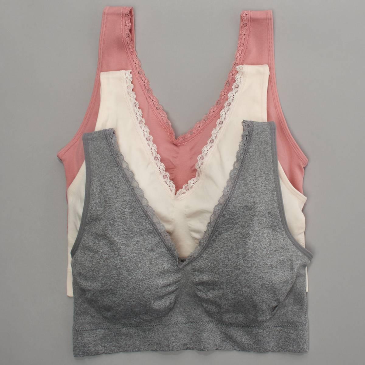 Click here for Plus Size Laura Ashley(R) 3pk. Lace Trim Bralettes... prices