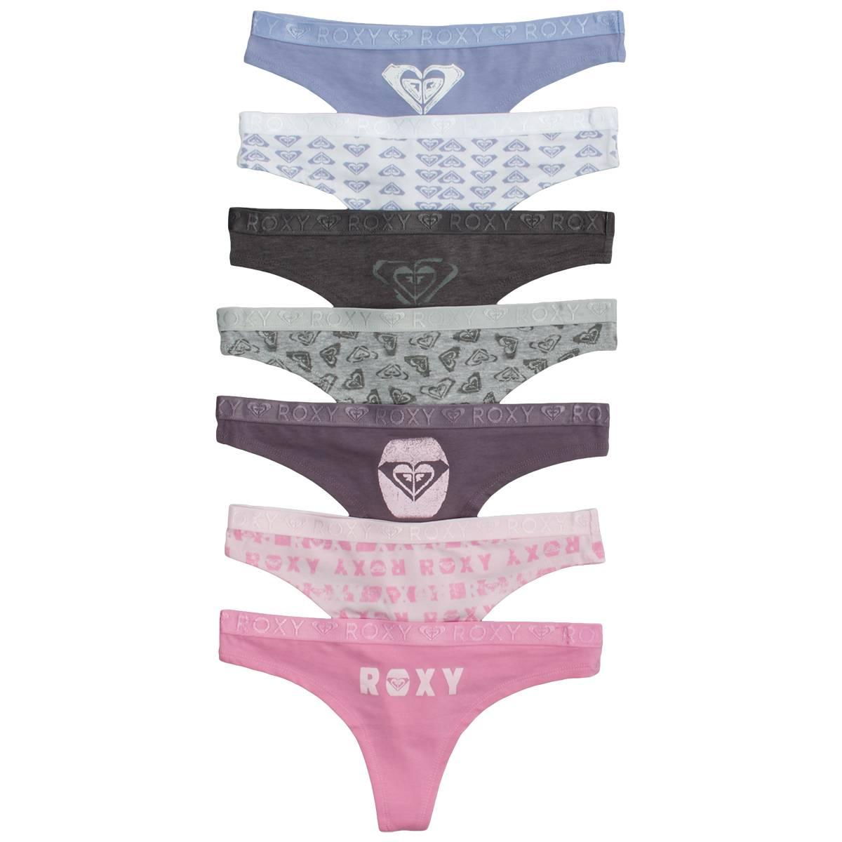 Click here for Womens Roxy 7pk Tonal Jaqcard Elastic Band Thongs... prices