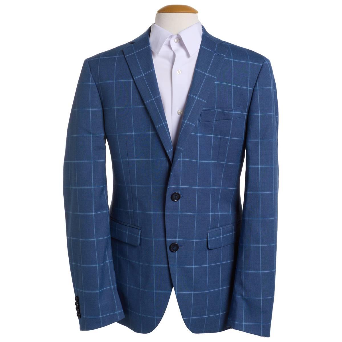 Click here for Mens Savile Row Plaid Suit Jacket - Dark Blue prices