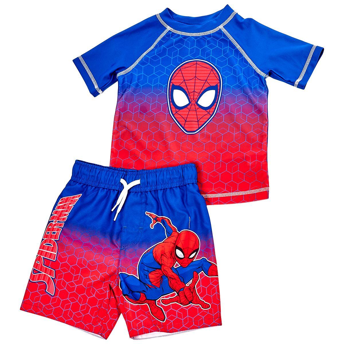 Click here for Toddler Boy Spider-Man Rash Guard Swim Set prices