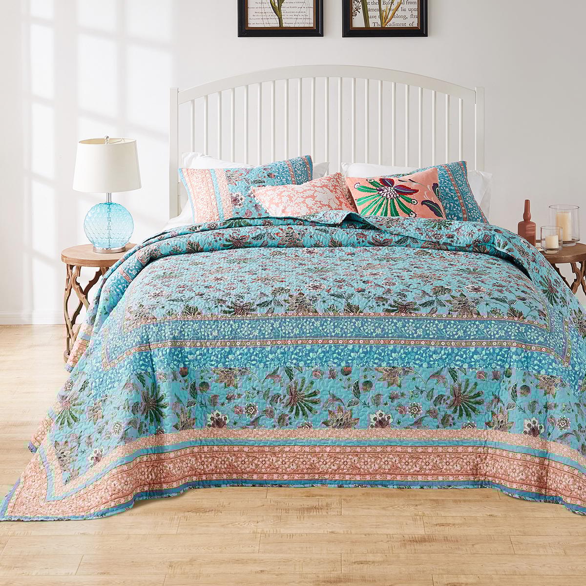 Greenland Home Fashions Audrey Classic 3-Pc. Bedspread Set  King - Turquoise