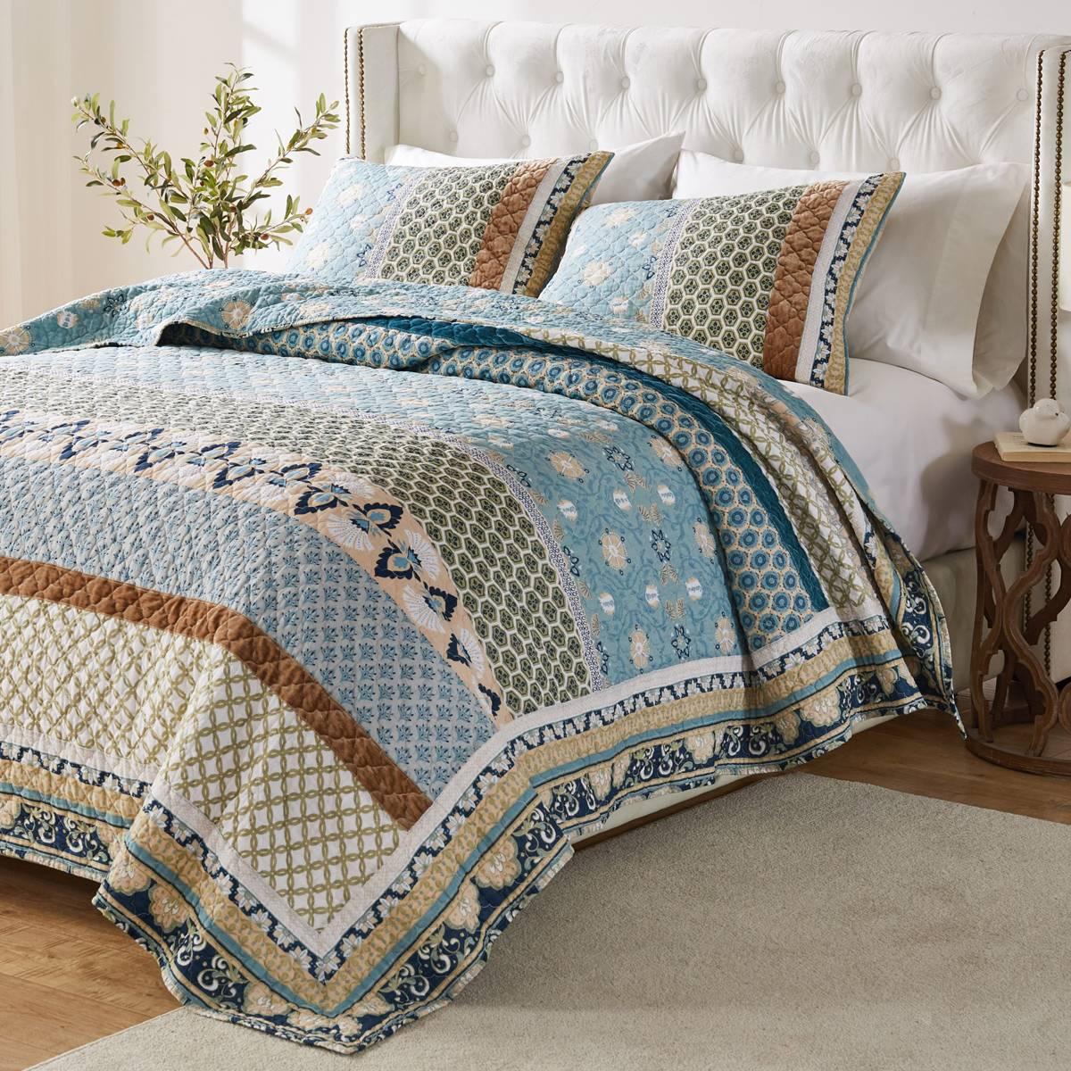 Greenland Home Fashions Thalia 3-Pc. Quilt Set  Full/Queen - Blue