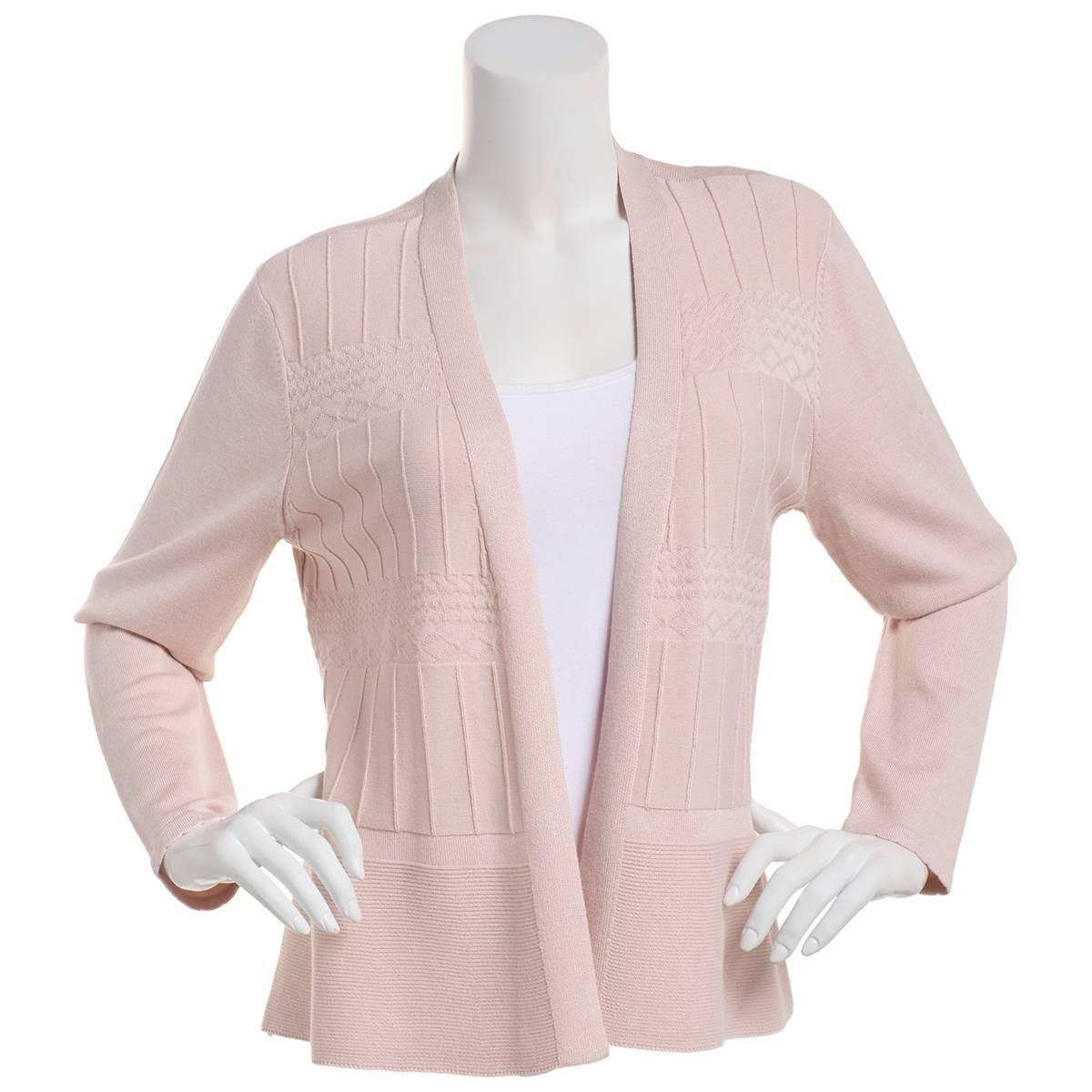 Click here for Womens 89th & Madison Pointelle Mix Stitch Peplum... prices