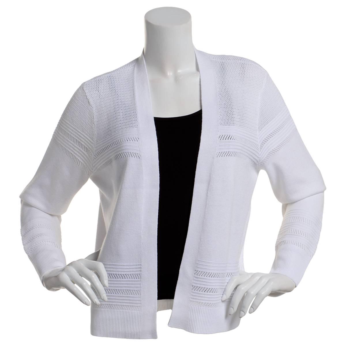 Click here for Womens 89th & Madison Long Sleeve Ottoman Stitch R... prices