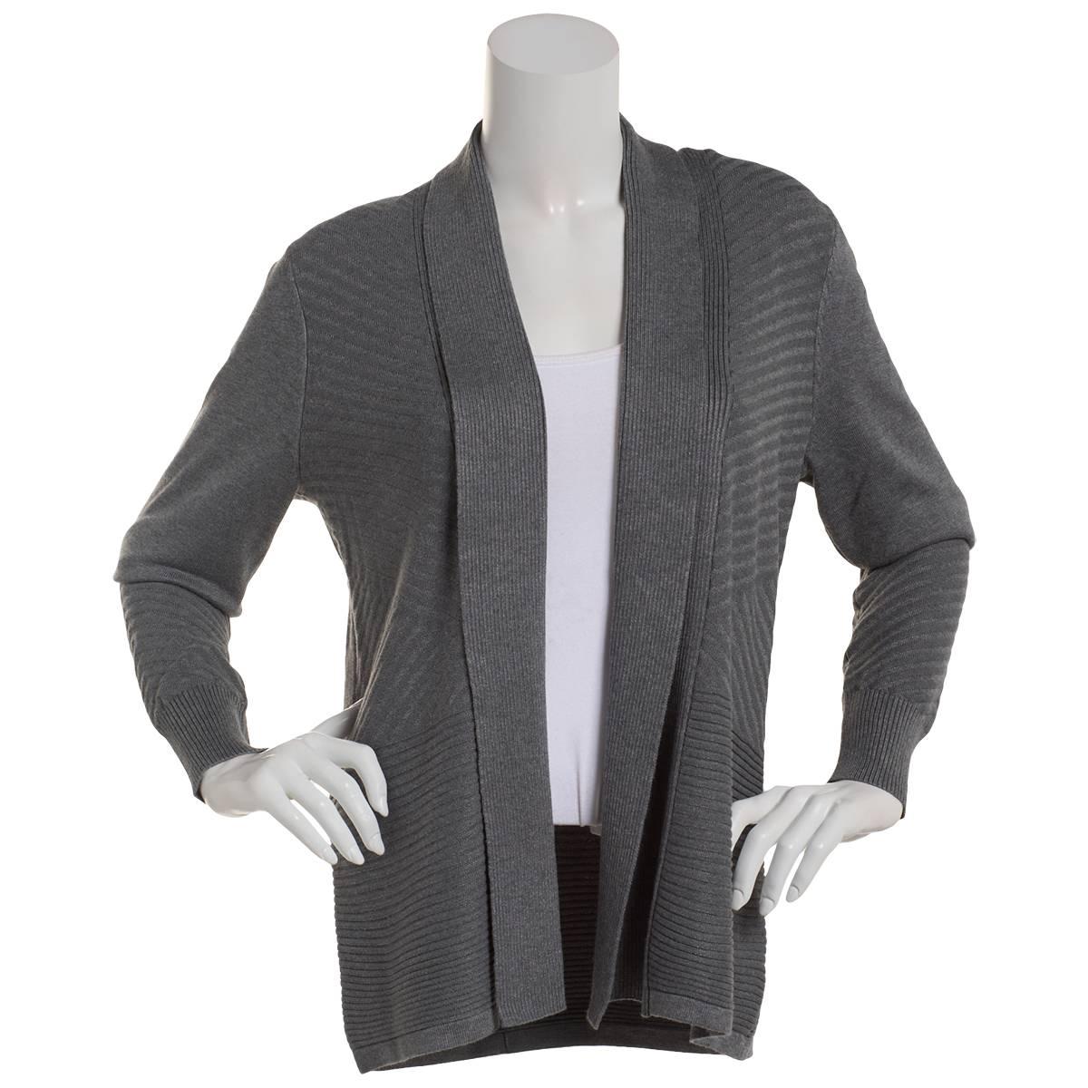 Click here for Womens 89th & Madison Shawl Collar Mix Rib Open Fr... prices