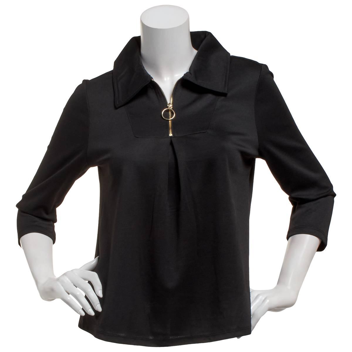Click here for Womens Love Scarlett 3/4 Sleeve Pleated Zip Neck B... prices