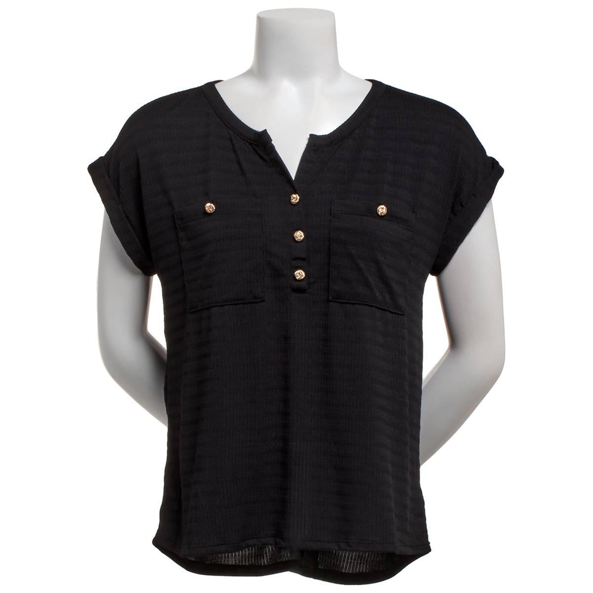 Click here for Womens Love Scarlett Solid Short Sleeve Button Fro... prices