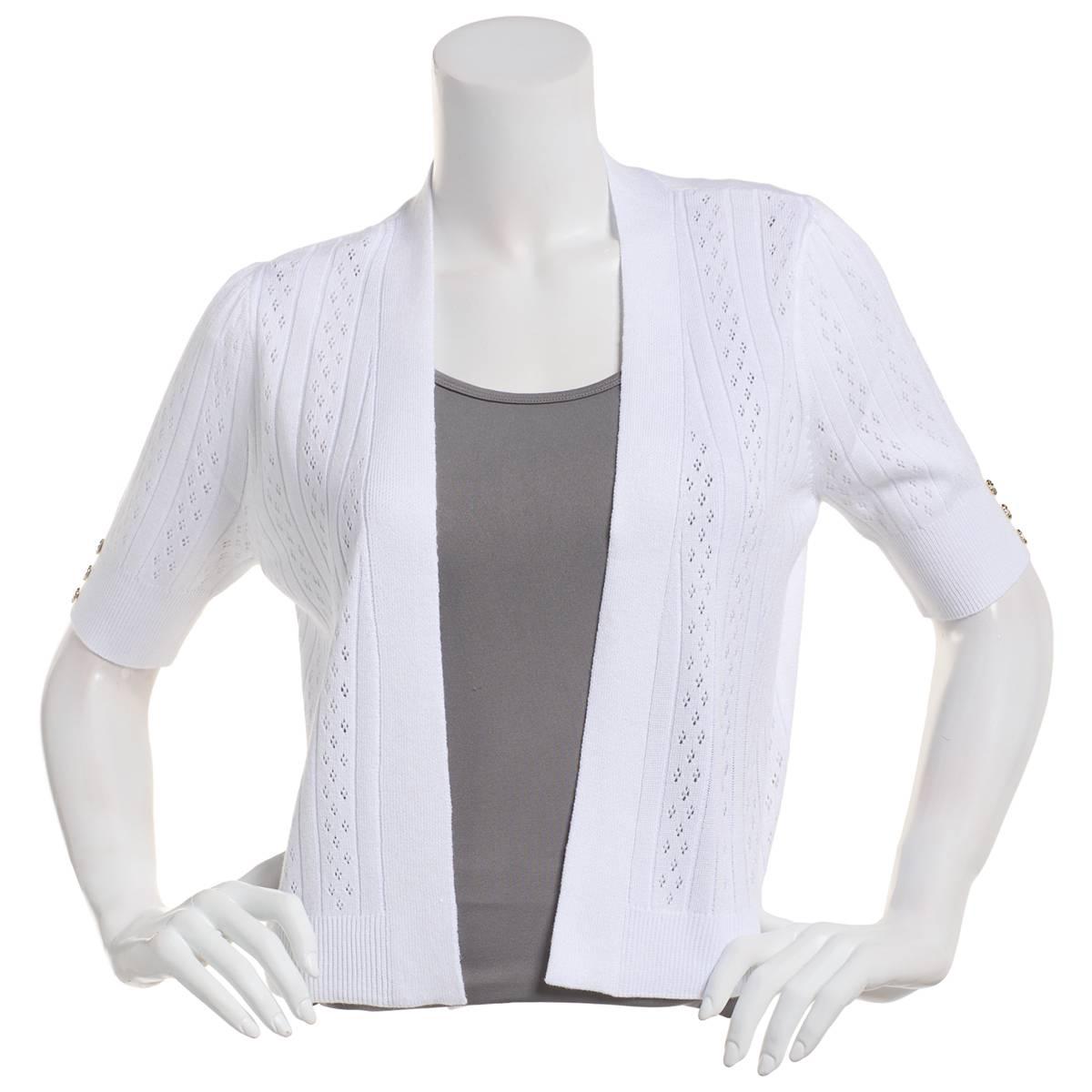 Click here for Petite 89th & Madison Short Sleeve Eyelet Textured... prices