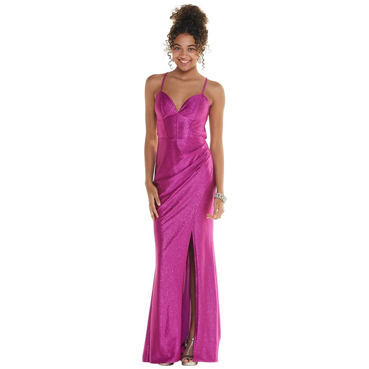 Click here for Juniors Emerald Sundae Glitter Cut-Out Back Sheath... prices