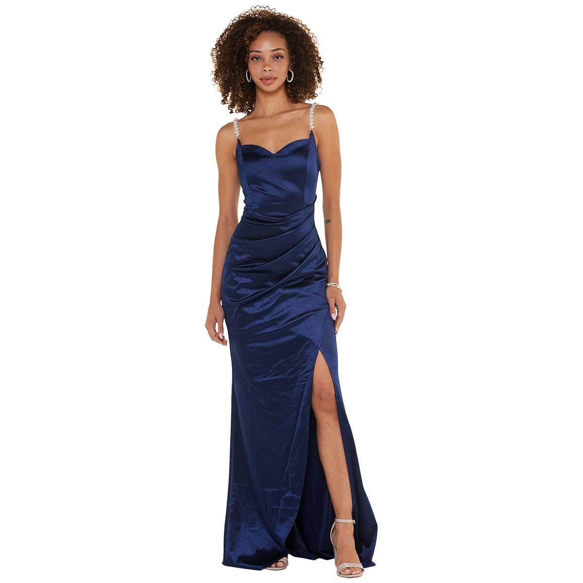 Click here for Juniors Emerald Sundae Satin Slit Sheath Dress wit... prices