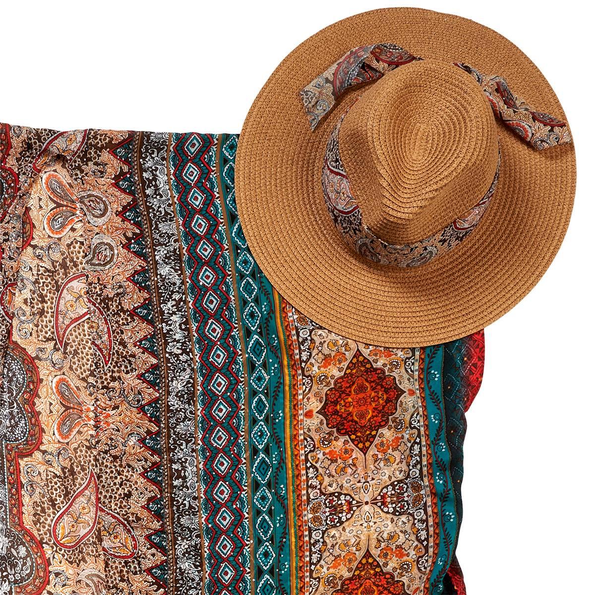 Click here for Womens Adrienne Vittadini 2pc. Stone Kimono & Hat... prices