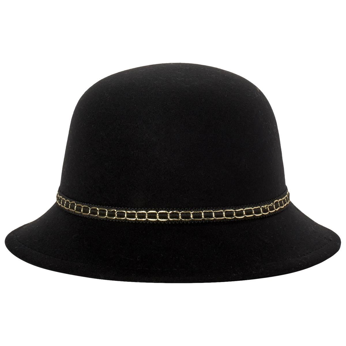 Click here for Womens Madd Hatter Gold Trim Cloche Hat prices