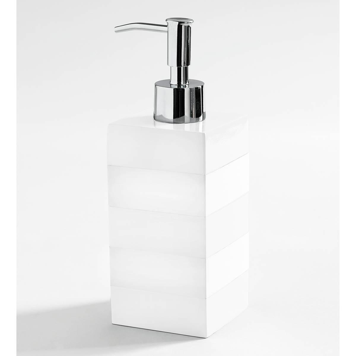 Cassadecor White Lacquer Stripe Bath Access. - Lotion Dispenser