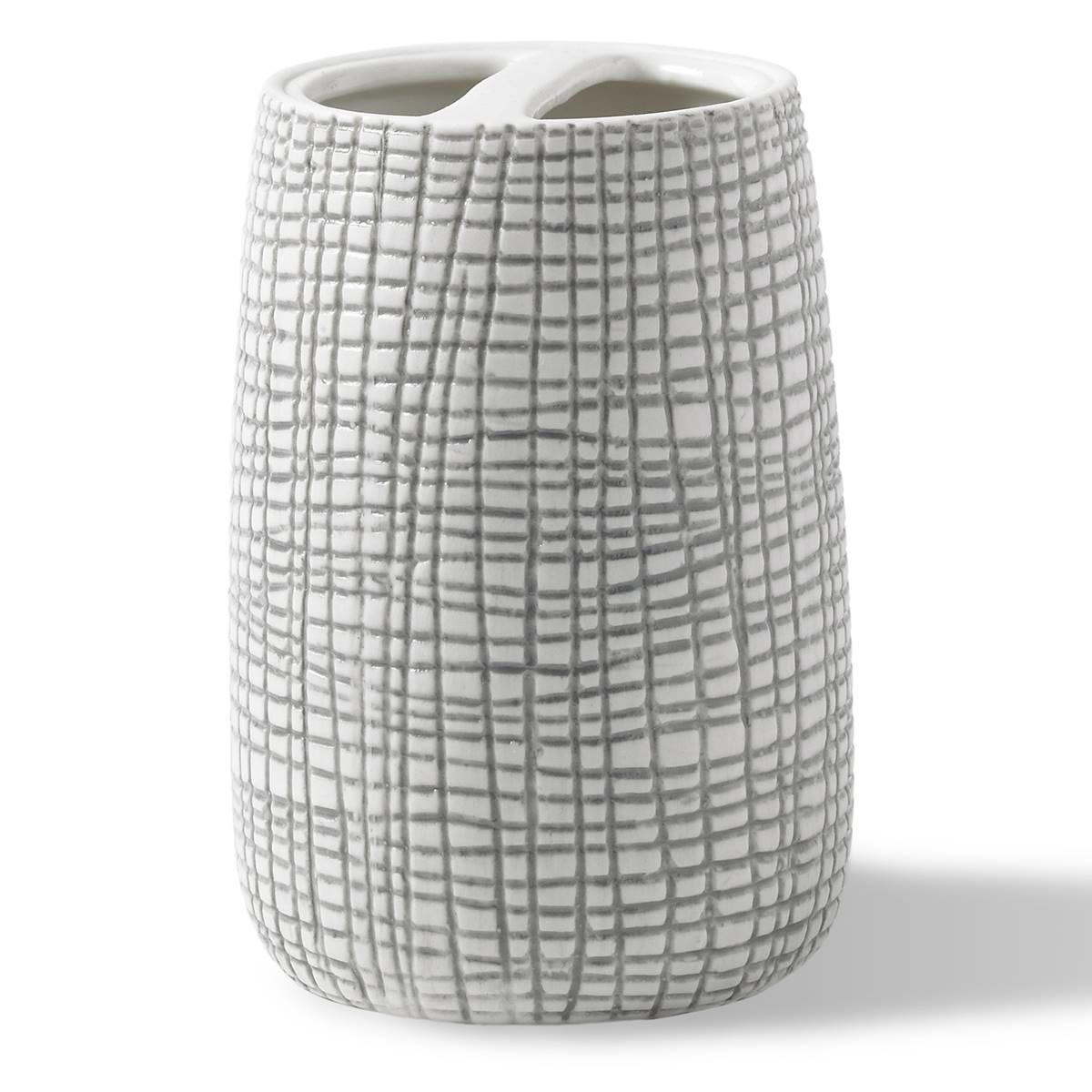 Cassadecor Cestino Embossed Porcelain Toothbrush Holder - Grey