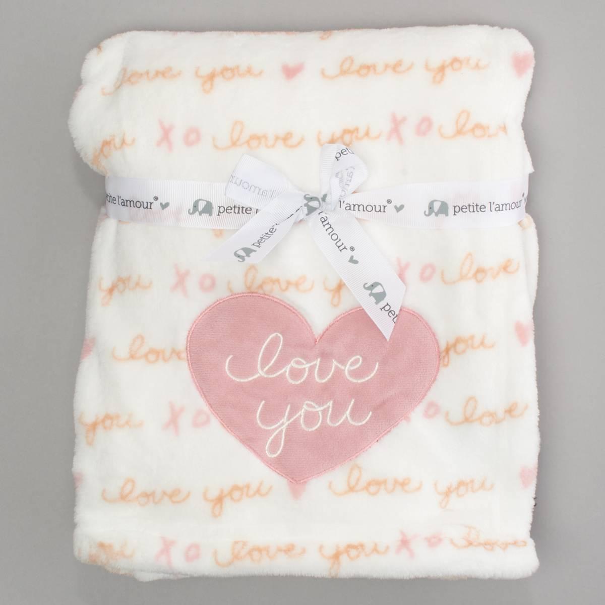 Click here for Petite LAmour(R) Love You Heart Embroidered Blanke... prices