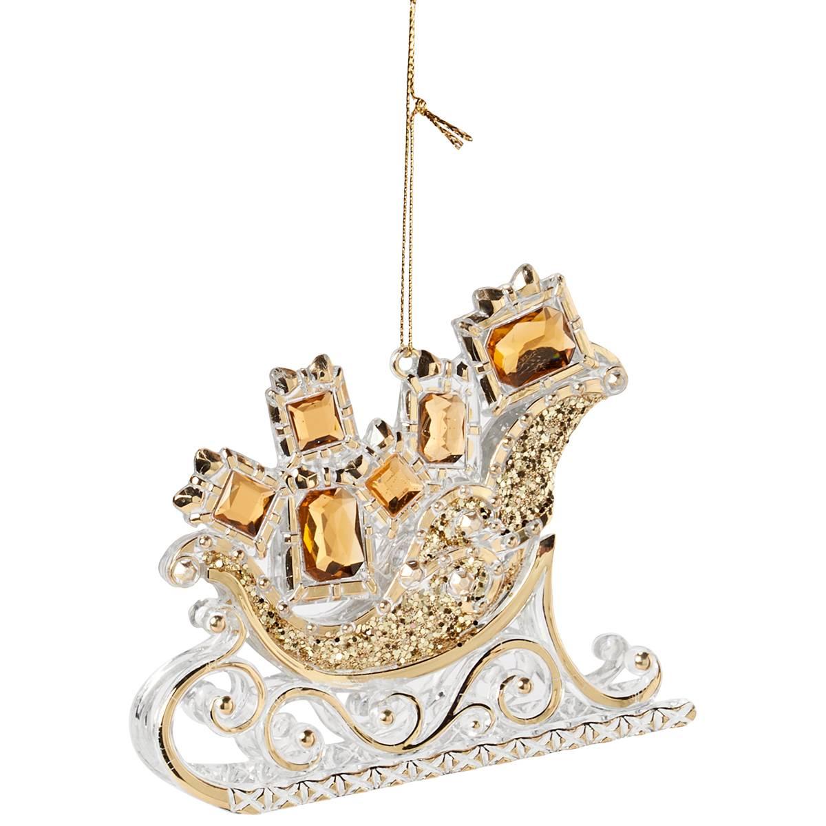 Click here for Gold Plastic Sleigh Ornament - 4.4 x 3.7in. prices