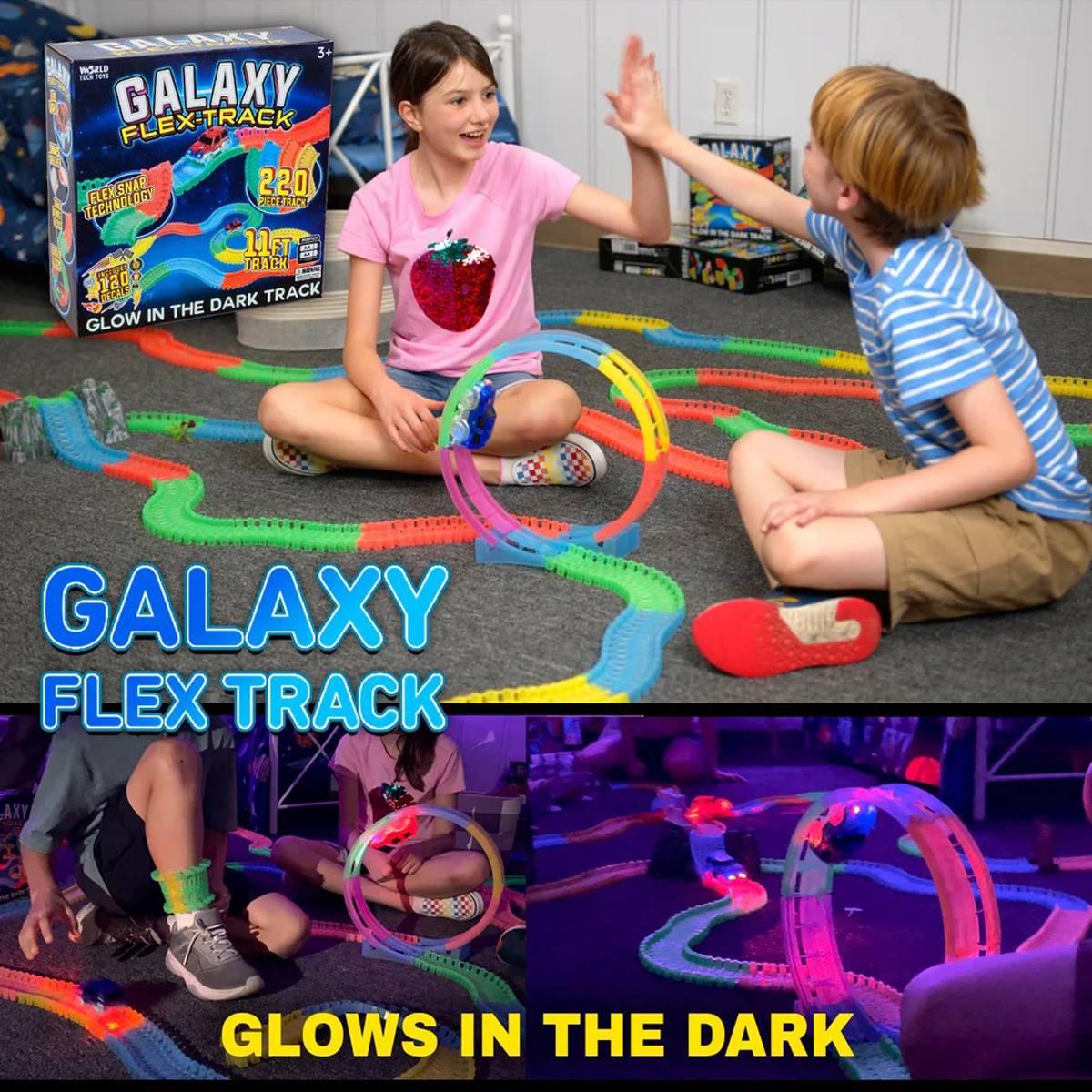 World Tech Toys Galaxy Flex-Track 220 Piece Glow Track with Electric Led Light Car - Multi