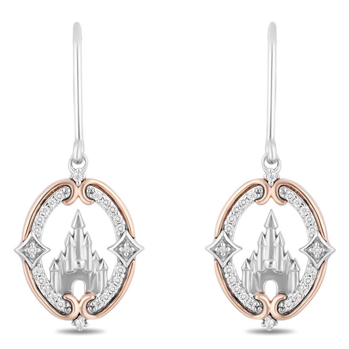 Click here for Enchanted by Disney Sterling Silver Castle Drop Ea... prices