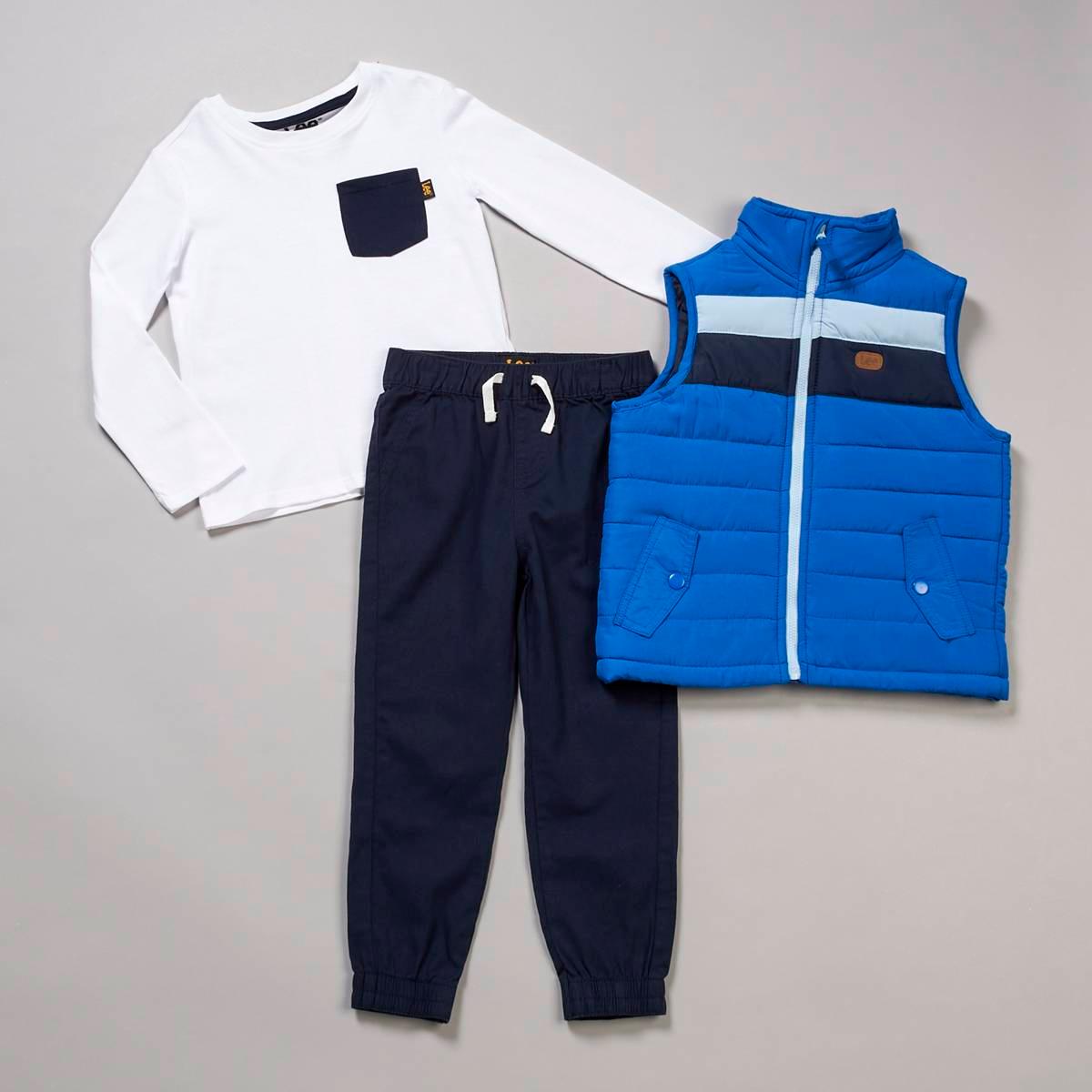 Click here for Boys (4-7) Lee 3pc. Vest  Long Sleeve Tee  & Jogge... prices