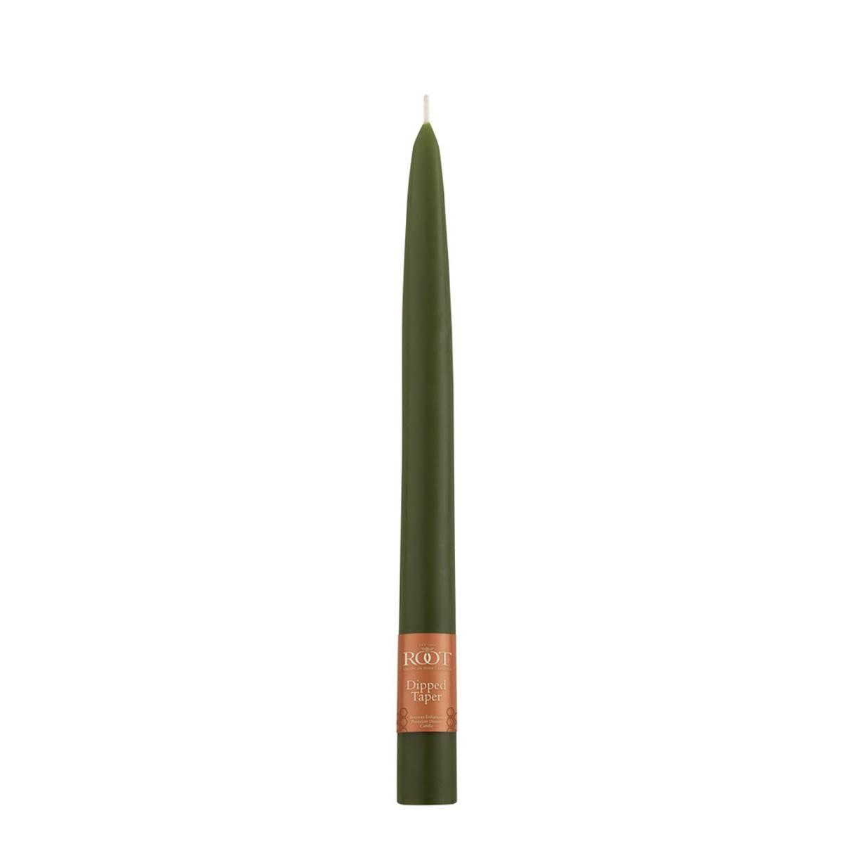 Click here for Root Candles 9x7/8in. Taper Candle - Dark Olive prices