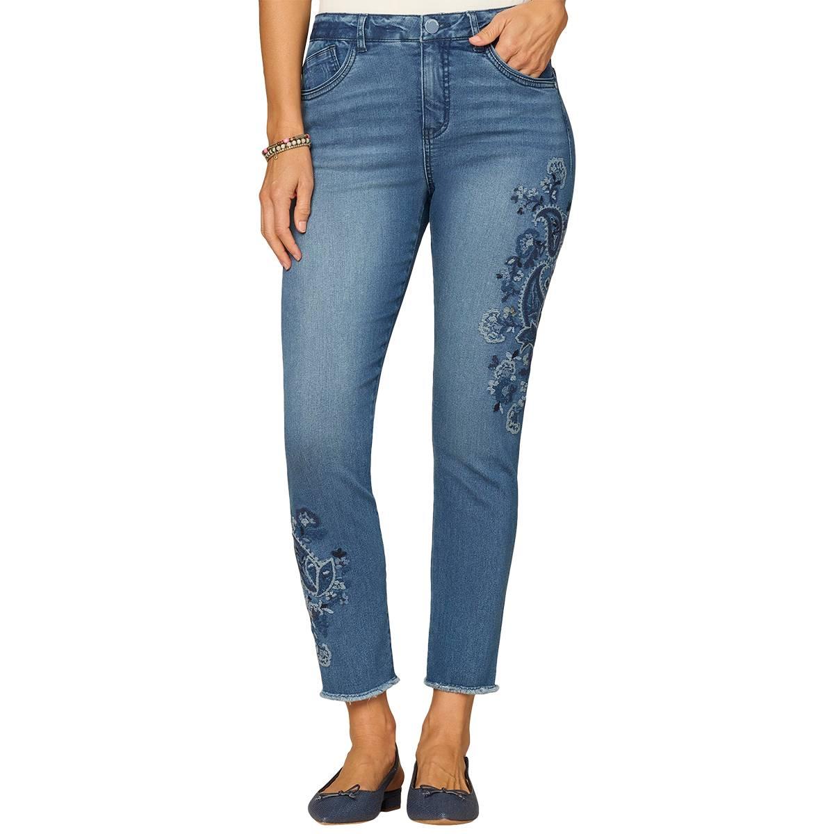 Petite Democracy Absolution(R) High Rise Paisley Embroidery Jeans