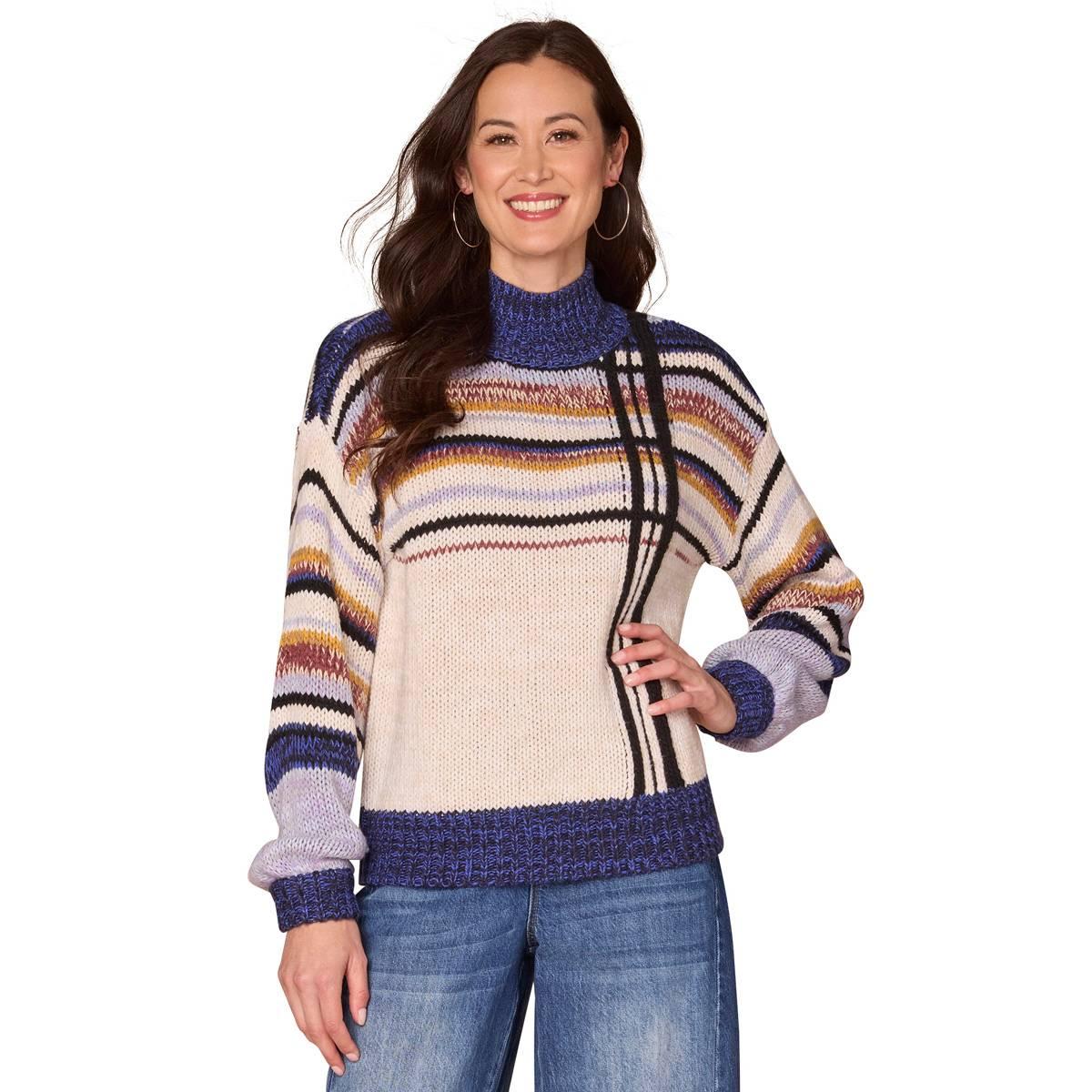 Click here for Womens Democracy Long Sleeve Mock Neck Abstract St... prices