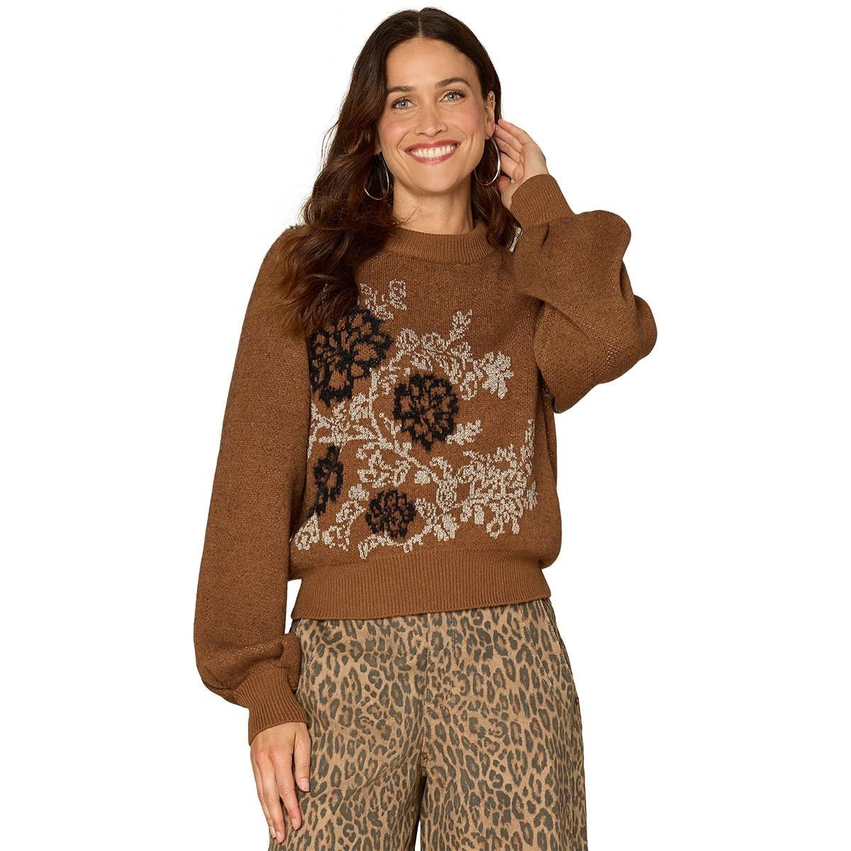 Click here for Womens Democracy Long Blouson Sleeve Mock Neck Flo... prices