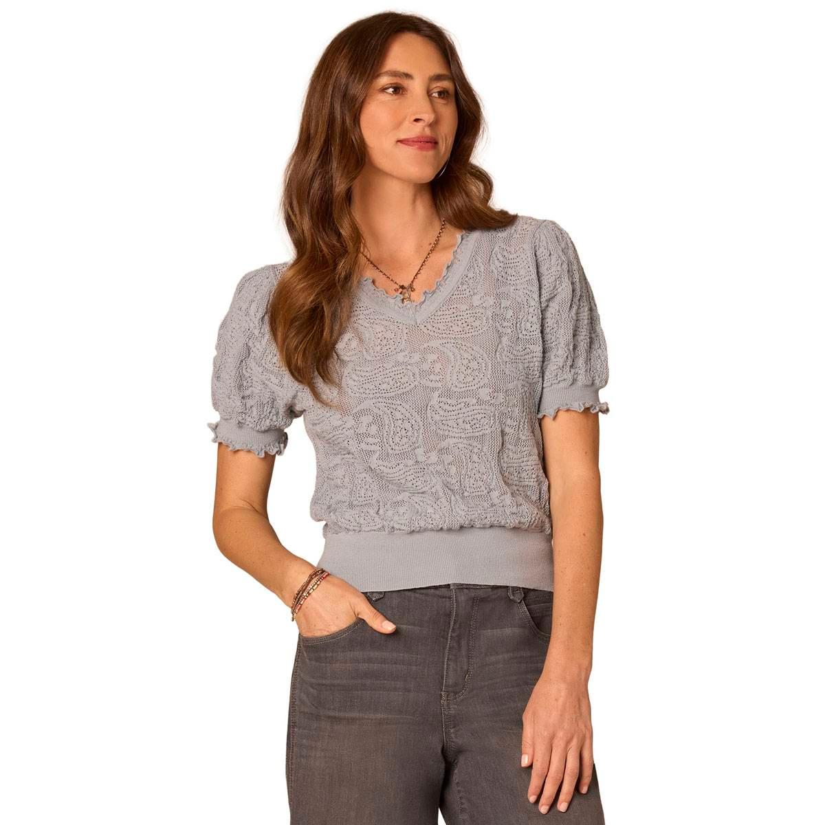 Click here for Womens Democracy Short Sleeve Scallop Edge Paisley... prices