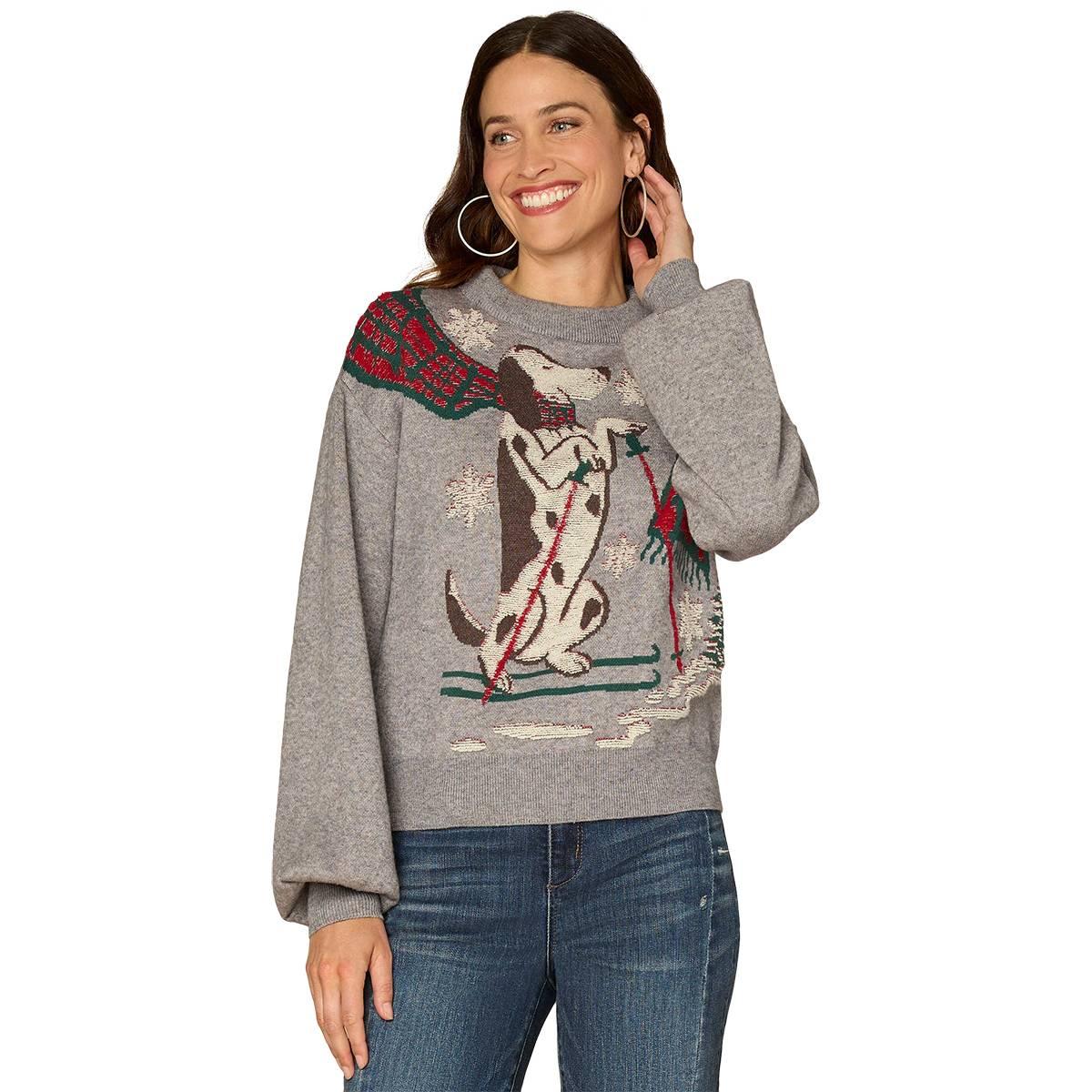 Click here for Womens Democracy Long Sleeve Crew Neck Skiing Dog... prices