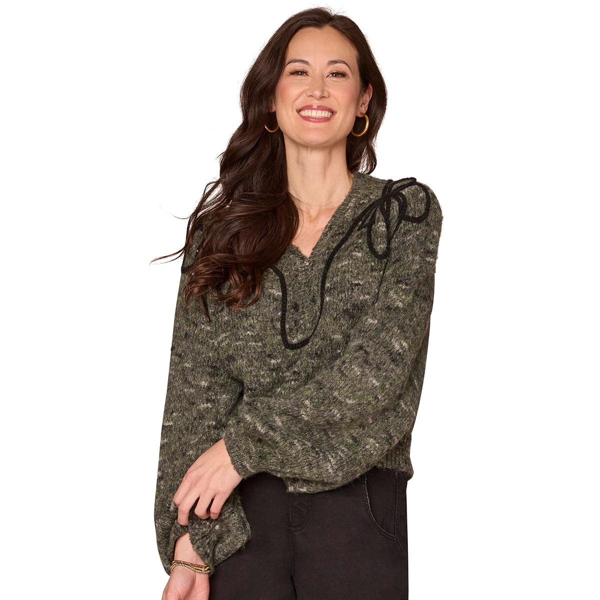 Click here for Womens Democracy Long Sleeve Bow Embroidery Sweate... prices